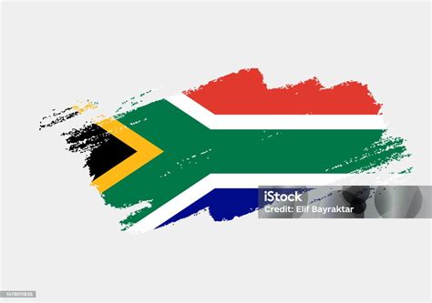 흰색 배경에 격리된 남아프리카 공화국의 예술적 그런지 브러시 깃발 국가 국기의 우아한 질감 0명에 대한 스톡 벡터 아트 및 기타 이미지 Istock