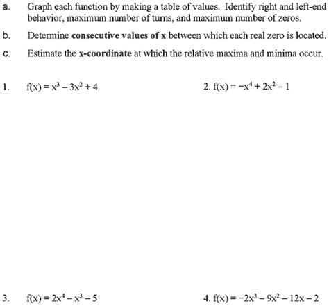 A Graph Each Function By Making A Table Of Values Identify Right And Left End Behavior