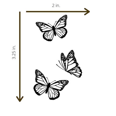 Butterfly Temporary Tattoo 3 Butterflies Temporary Tattoo Small