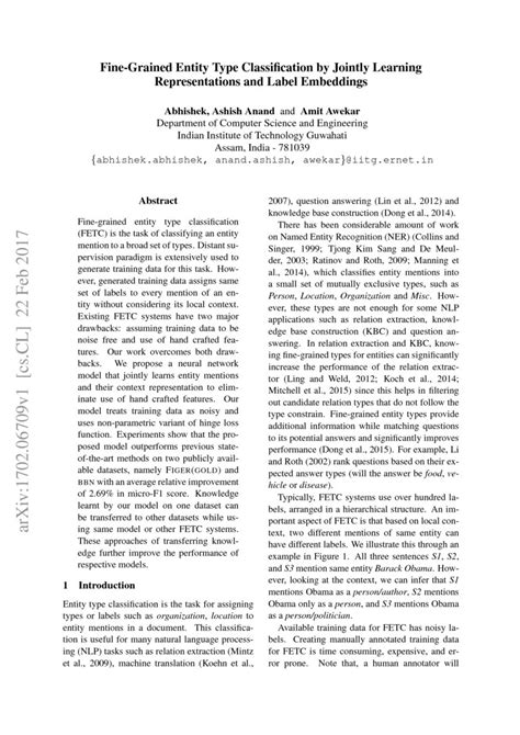 Fine Grained Entity Type Classification By Jointly Learning Representations And Label Embeddings