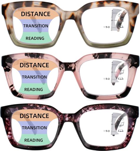 Hiyanjn 3 Pack Progressive Multifocal Reading Glasses For