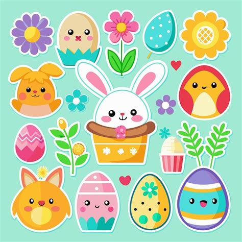 Premium Vector Cute Easter Stickers