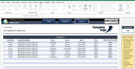 Price List Template In Excel Ready To Download Printable Spreadsheet Pricing Business
