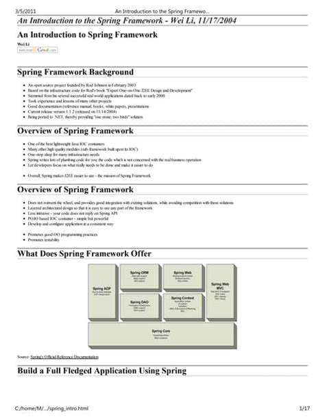 An Introduction To The Spring Framework Pdf