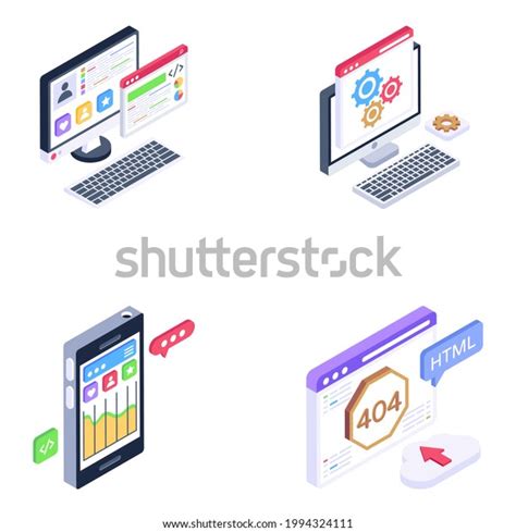 Pack Web Coding Isometric Icons Stock Vector Royalty Free 1994324111 Shutterstock