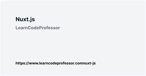 nuxt js learncodeprofessor