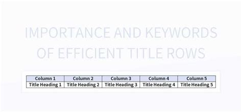 Importance And Keywords Of Efficient Title Rows Excel Template Free