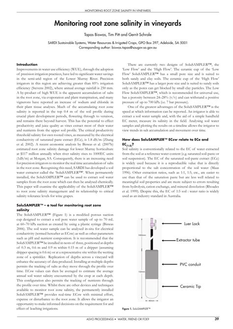 Pdf Monitoring Root Zone Salinity In Vineyards
