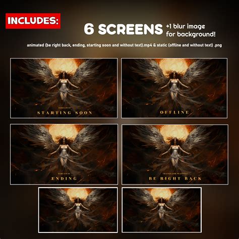 Angel Female Twitch Overlay Animated Pack Mythological Fantasy Background Stream Screens