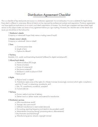 Free 26 Distribution Checklist Samples In Pdf Ms Word