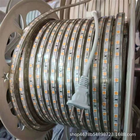 Led单晶110v220v5050灯带高压灯条三晶5050 60灯rgb防水高压灯带 阿里巴巴