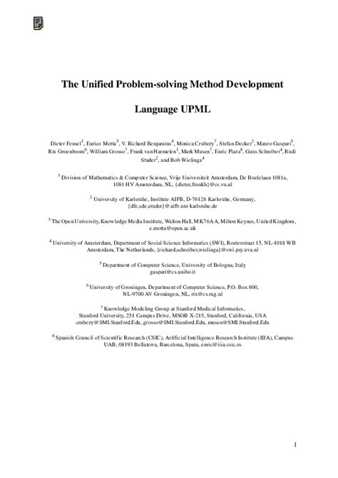 Pdf The Unified Problem Solving Method Description Language Upml