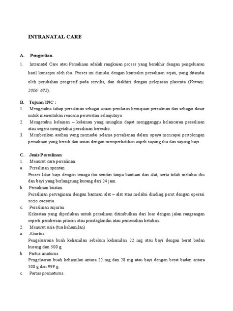 Intranatal Care A Pengertian Pdf