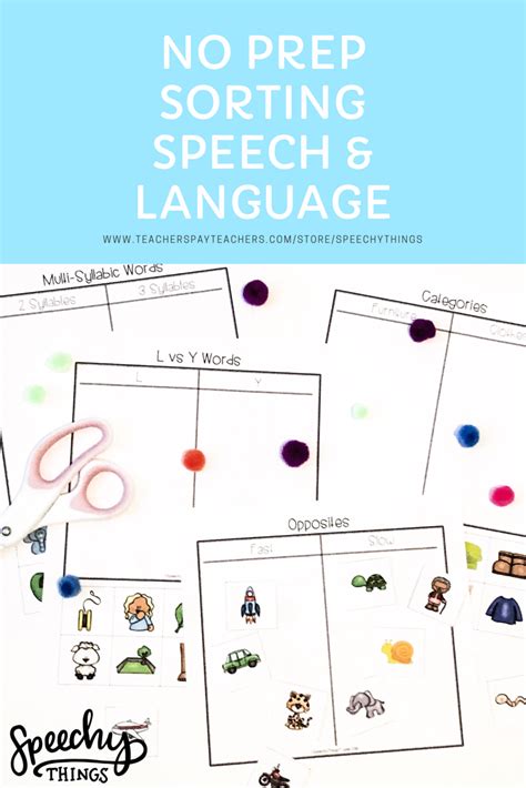 Sorting Speech And Language Bundle No Prep Speech Therapy Homework