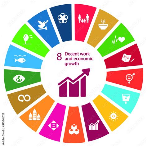 Decent Work And Economic Growth Icon Goal 8 Out Of 17 Sustainable