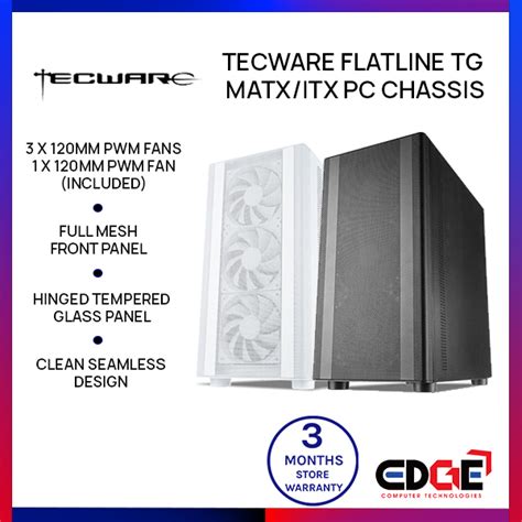 EDGE TECWARE Flatline TG Tempered Glass MATX ITX PC Chassis Shopee Philippines