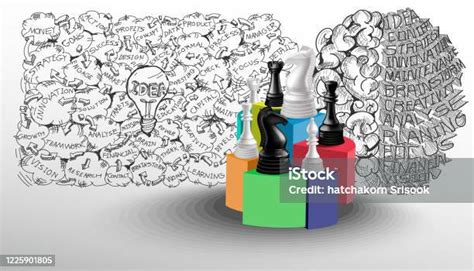 체스 게임 개념 흑백 배경 스케치 두뇌와 전구 아이디어 비즈니스 계획 데이터 텍스트 다양한 창의력 현대 아이디어와 개념 일러스트 개발에 대한 스톡 벡터 아트 및 기타 이미지