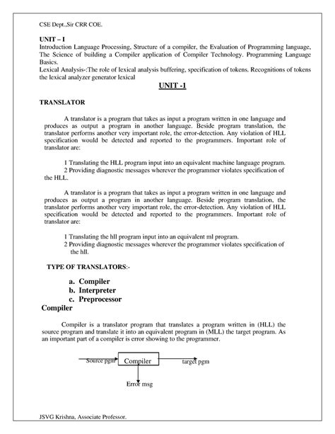 3 1 Compiler Design Removed Unit I Introduction Language Processing Structure Of A Compiler