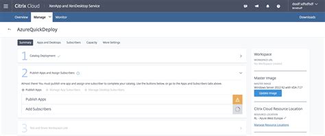 Configure Azure Quick Deploy And Workspace Site Aggregation For Citrix
