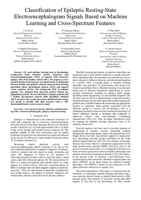 Pdf Electroencephalogram Signals Based On Machine Learning And Cross Spectrum Features