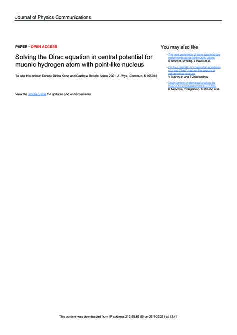 Pdf Solving The Dirac Equation In Central Potential For Muonic Hydrogen Atom With Point Like