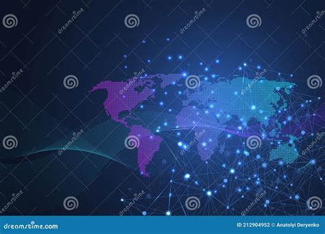 Global Network Connections With World Map Internet Connection Background Abstract Connection