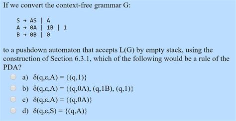 Solved If We Convert The Context Free Grammar G SASIA A0A Chegg Com