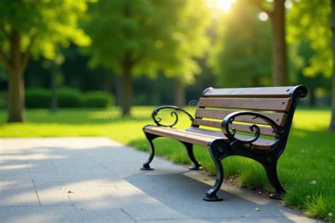 Modern Metal Park Bench Sleek Design Isolated Template Relaxation