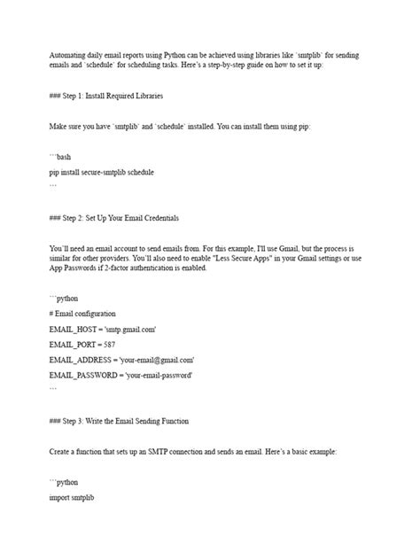 Automating Daily Email Reports Using Python Can Be Achieved Using