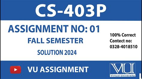 Cs403p Fall Semester Assignment 1 Solution 2024 Solution By Vu