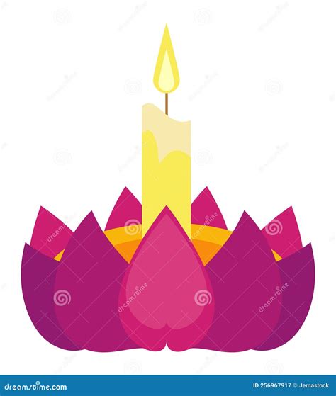 Purple Lotus Flower With Candle Stock Vector Illustration Of Vector