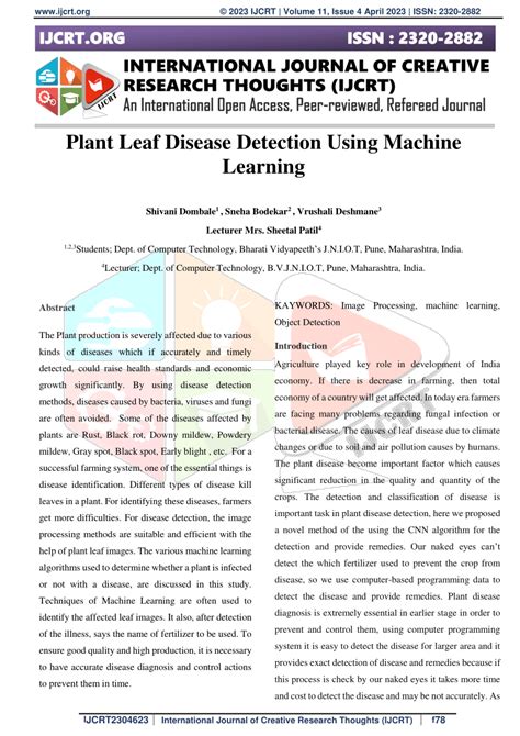 Pdf Plant Leaf Disease Detection Using Machine Learning