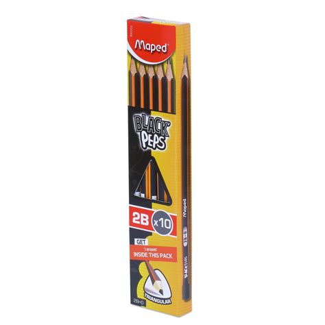 Maped Wooden Traingular Shape Black Peps 2bx10 Nrt Pencil With Eraser