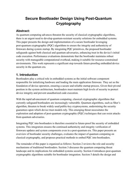 Pdf Secure Bootloader Design Using Post Quantum Cryptography