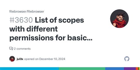 List Of Scopes With Different Permissions For Basic Users · Issue 3630 · Filebrowser