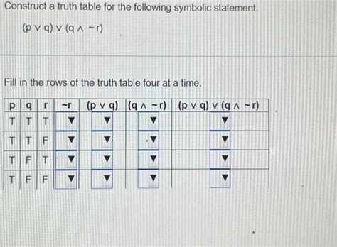 Solved Construct A Truth Table For The Following Symbolic
