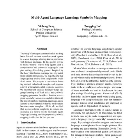 Multi Agent Language Learning Symbolic Mapping Acl Anthology