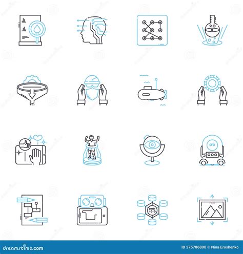 Digital Age Linear Icons Set Technology Internet Automation Innovation Cybersecurity