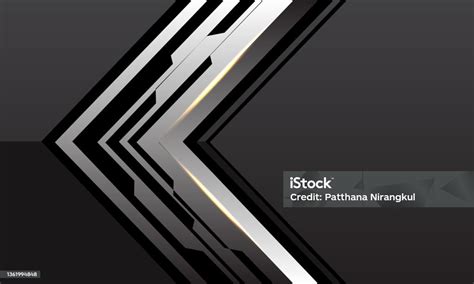 추상 실버 블랙 라인 사이버 화살표 방향 그레이 메탈릭에 빈 공간 디자인 현대 럭셔리 미래 기술 배경 벡터 억셈에 대한 스톡 벡터 아트 및 기타 이미지 Istock