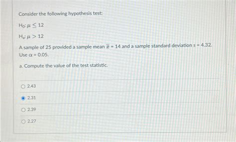 Solved Consider The Following Hypothesis Chegg