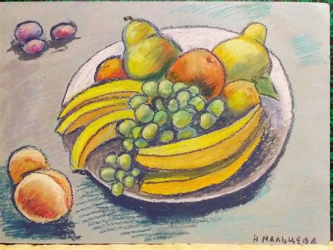 Тарелка с фруктами рисунок 74 фото