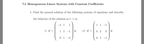 Solved Homogeneous Linear Systems With Constant Chegg