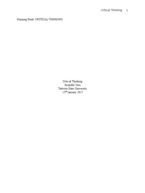 Critical Thinking Assignment 1 Pdf Ted Education Critical Thinking