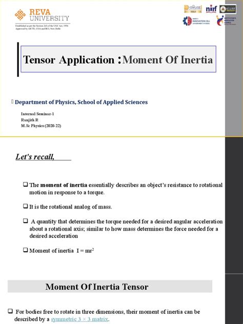 Moment Of Inertia Tensor Deriving The Components Of The Inertia Tensor And Explaining Principal