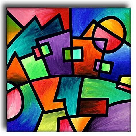 Geometric Abstract Art Bright Colors And Shapes Colorful Geometric