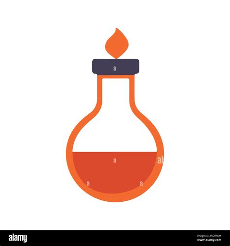 Abstract Vector Red Flask With A Flame Icon Or Logo Design Template
