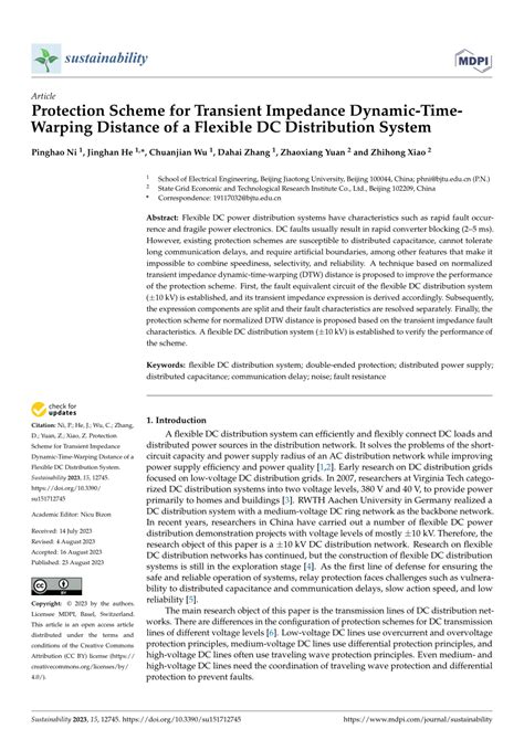 Pdf Protection Scheme For Transient Impedance Dynamic Time Warping Distance Of A Flexible Dc