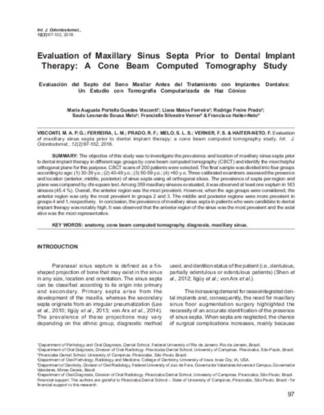 Pdf Evaluation Of Maxillary Sinus Septa Prior To Dental Implant Therapy A Cone Beam Computed