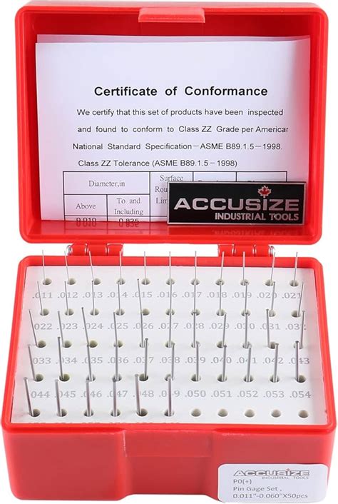Gauge Pins Accusize 50 Piece Steel Plug Pin Gage Set 0011 To 0060