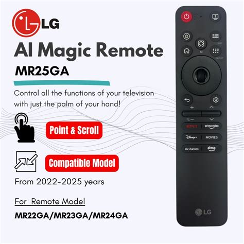 Lg Ai Magic Remote 2025 Mr25ga Magic Remote Compatible With 2025 Lg Tvs
